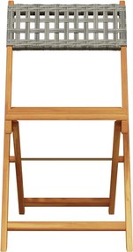 3dílný bistro set šedý polyratan a masivní dřevo 3281863