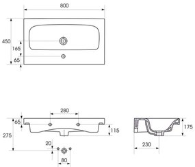 Cersanit S801-221-DSM - Závěsná koupelnová skříňka s umyvadlem MODUO 80 cm bílá