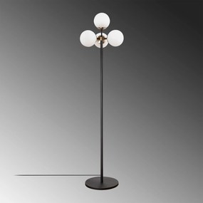 OPVIQ Podlahová lampa AKKAS černá mléčné sklo