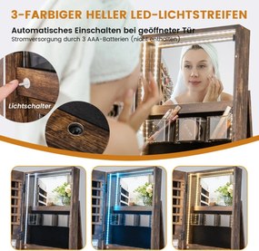 Costway 360° otočná skříňka na šperky s tříbarevnými LED světly Samostatně
