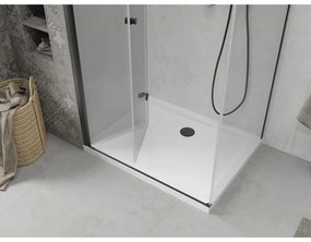 Mexen Lima skládací sprchový kout 120 x 70 cm, Průhledné, Černá + sprchová vanička Flat, Bílá - 856-120-070-70-00-4010B