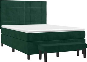 Box spring postel s matrací tmavě zelená 140x200 cm samet 3137848