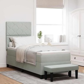 Postel s boxspringem s čelo Světle šedá 200 x 80 cm samet 3344540