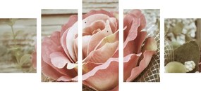 5-dílný obraz elegantní vintage růže - 200x100 cm