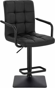 LuxuryForm DESIGN Barová židle VERONA BLACK na černé hranaté podstavě - černá