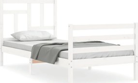 vidaXL Rám postele s čelem 90 x 200 cm masivní dřevo [3194947] Barva: Bílá