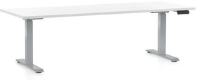 Výškově nastavitelný stůl OfficeTech D, 200 x 80 cm, šedá podnož, bílá
