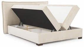 Béžová boxspring postel s úložným prostorem 200x200 cm Lysa – Ropez