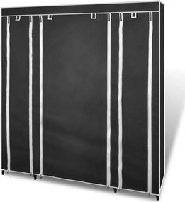 vidaXL Látková šatní skříň s přihrádkami a tyčemi 45x150x176 cm [240495] Barva: Černá