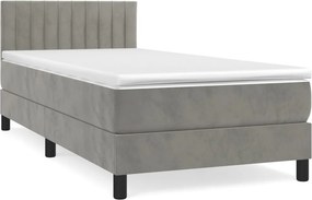 Box spring postel s matrací světle šedá 100x200 cm samet 3141407