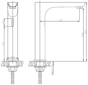 Sapho, Stojánková senzorová baterie vysoká 230V AC/6V DC (4xAA), chrom, BT.ES6500