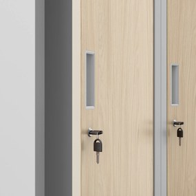 Zaměstnanecká skříňka čtyřkomorová šedá/dub sonoma, 800x1800x500 mm: KACPER Eco Design