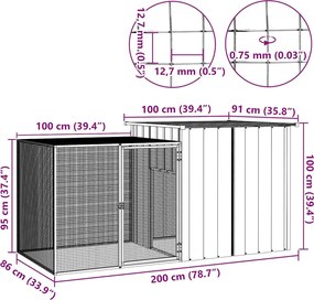 vidaXL Klec pro kuřata 200 x 91 x 100 cm pozinkovaná ocel [171546] Barva: Šedá