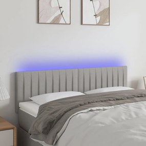 Čelo postele s LED světle šedé 144 x 5 x 78/88 cm textil 3121848