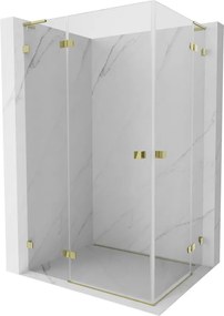Mexen Lunar, L Duo výklopný sprchový kout 105 x 90 cm, 8mm čiré sklo, zlatý profil, 834L-105L-090P-50-00
