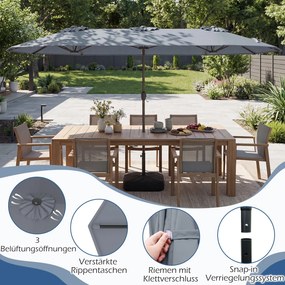 Costway Dvojitý slunečník se stojanem UPF 50+ antracit – 400 × 200 cm, šedá