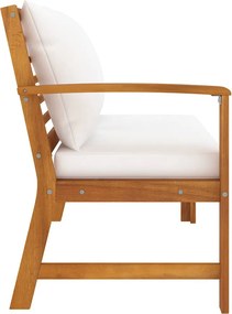 Zahradní lavice 114,5 cm s krémovou poduškou masivní akácie 311836