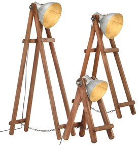 Stojací lampy 3 ks stříbrné E27 masivní mangovníkové dřevo,  320591
