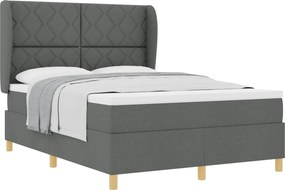 Postel s boxspringem s čelo Tmavě šedá 190 x 140 cm textil 3340810