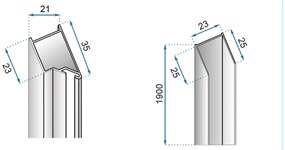Rea - MOLIER magnetický profil pro sprchové dveře 190cm, černá, REA-K6395