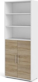 Skříň Modulo 89 x 40 x 221,5 cm, dveře dřevo, bílá / dub sonoma