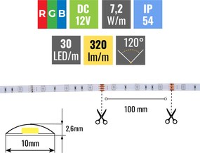 LED Solution RGB LED pásek 7,2W/m 12V s krytím IP54 08111