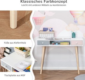 Dětský stůl HOMCOM s 1 otevřenou přihrádkou a 2 šuplíky v severském stylu pro studijní místnost, vstup a ložnici 100x48x76,5 cm v multicolor provedení