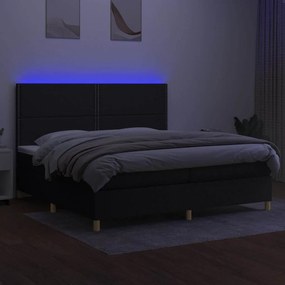 Box spring postel s matrací a LED černá 200x200 cm textil 3135383