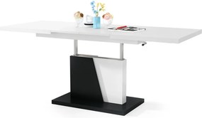 GRAND NOIR bílá / černá, rozkládací, zvedací konferenční stůl, stolek