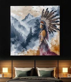 Obraz na plátně - Indiánská žena Orlí přelet FeelHappy.cz Velikost obrazu: 100 x 100 cm