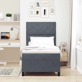 Postel s boxspringem s čelo Tmavě šedá 90 x 190 cm samet 3339867
