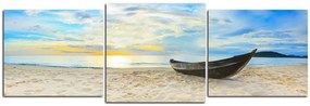 Obraz na plátně - Člun na pláži - panoráma 551D (120x40 cm)