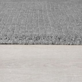Kusový ručne tkaný koberec Tuscany Textured Wool Border Grey Marl, 120x170, šedá, obývacia izba, Flair Rugs