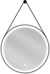 Mexen Reni koupelnové zrcadlo s podsvícením, kulaté 60 cm, LED 6000K, protimlžící, černý rám - 9812-060-060-611-70