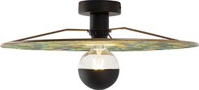 Stropní lampa černá plochý stínidlo s motivem páva 45 cm - Combi