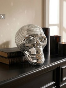 Sinsay - Halloweenská dekorace ve tvaru lebky se zrcadlovou mozaikou - sříbrná