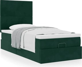 Osmanský rám postele s matracemi tmavě šedá 90x200cm samet 3313376