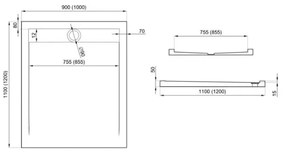 Polimat Obdélníková akrylátová sprchová vanička West New 110x90 (120x100) W Barva: Bílá, Rozměry (cm): 120x100