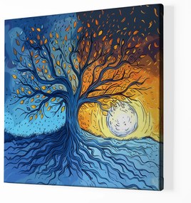 Obraz na plátně - Strom života Den i noc FeelHappy.cz Velikost obrazu: 60 x 60 cm