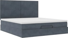 Osmanský rám postele s matracíes tmavě šedá 160x200cm samet 3313410