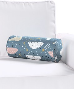 Jednoduchý válečkový polštář barva modrá látka vzorované