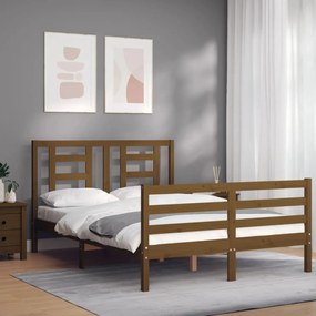 Rám postele s čelem medově hnědý 140 x 200 cm masivní dřevo,  3194704
