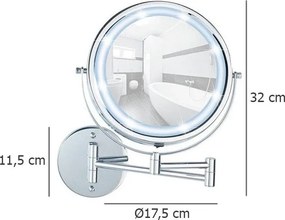 Kosmetické zrcátko Power-Loc LUMI  s LED podsvícením, zvětšení x5, WENKO