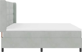 Postel s boxspringem s čelo Světle šedá 200 x 200 cm samet 3342026