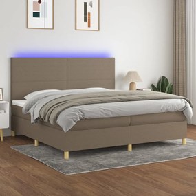 Box spring postel s matrací a LED taupe 200x200 cm textil