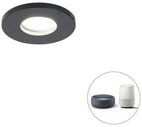 Chytré koupelnové vestavné bodové svítidlo černé včetně WiFi GU10 - Přístřešek