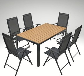 Vikio Zahradní set 150x90 pro 6 osob skládací židle V136-P přírodní