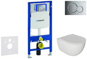 Geberit Duofix - Set předstěnové instalace, klozetu Oudee a sedátka softclose, tlačítko Sigma01, lesklý chrom SANI11CA1120