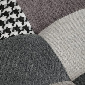 Relaxační křeslo ušák LISA + taburet — masiv, látka, černobílý patchwork