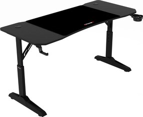 Výškově nastavitelný herní stůl ERACER H1114 — 140x60 cm, kov, melamin, černá